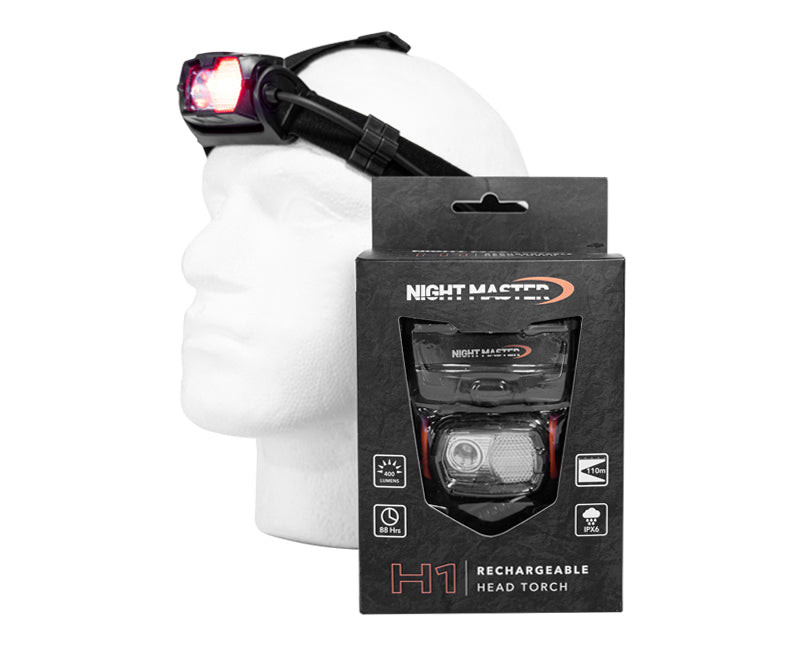 H1 Dual Colour LED Rechargeable Head Torch – Night Master